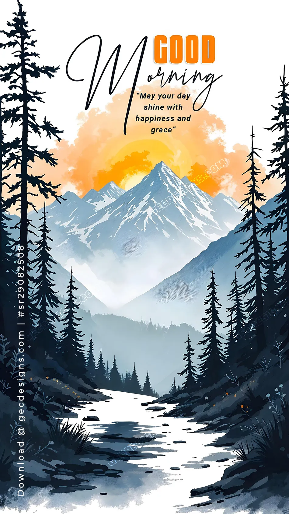 Beautiful Good Morning Image Featuring Sunrise Behind Snowy Mountains ...