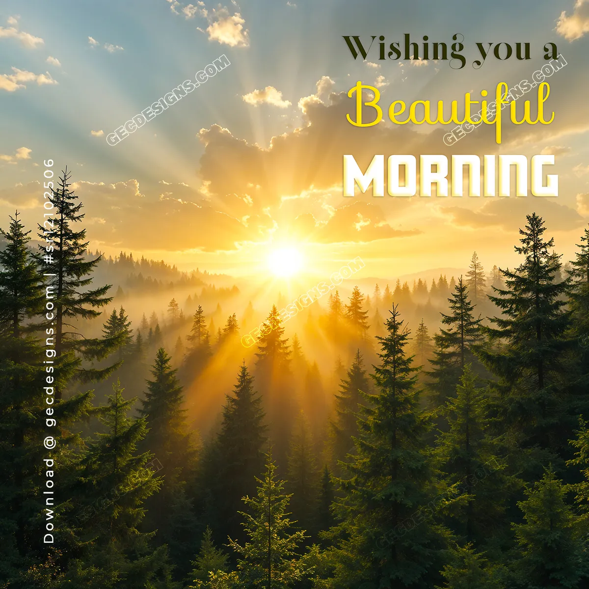 Beautiful Good Morning Image with Golden Sunrise over Forest for a ...