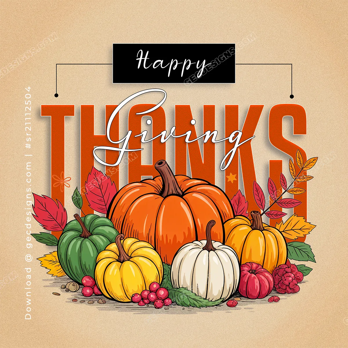 Beautiful Happy Thanksgiving Image Filled with Harvest Pumpkins and ...