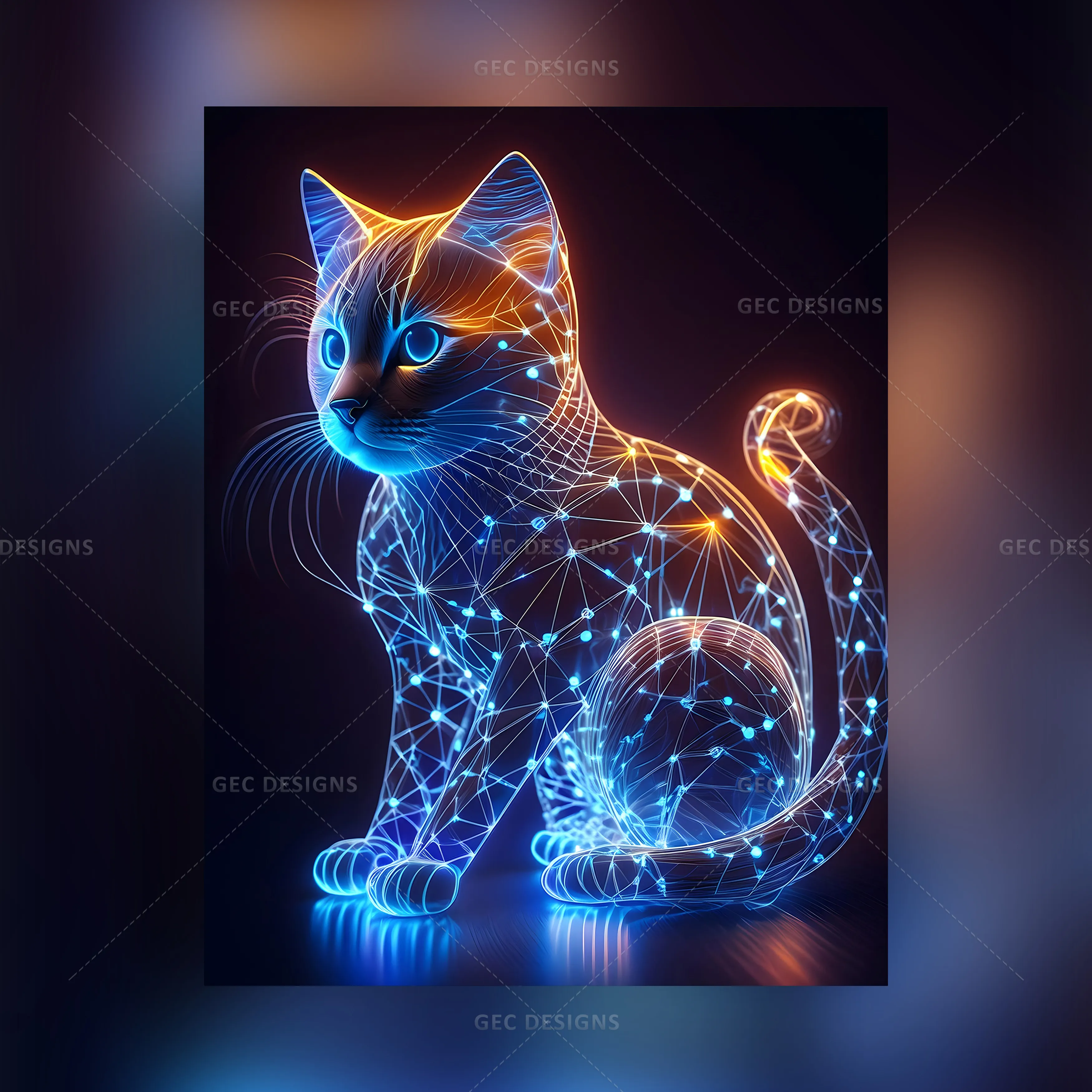 Beautiful hologram Cat AI Generated wallpaper | GEC Designs