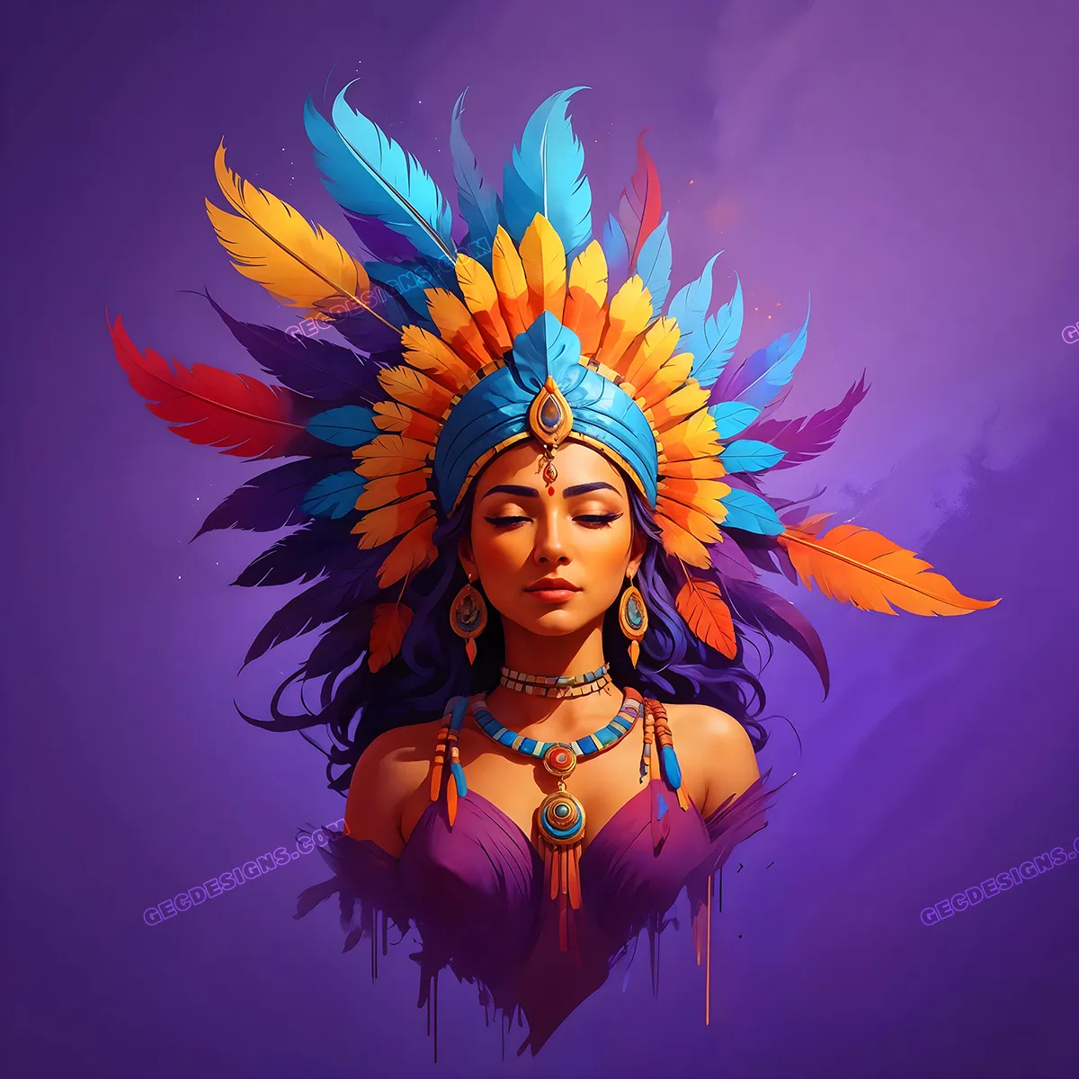 Beautiful Native American princess wallpaper - GEC Designs