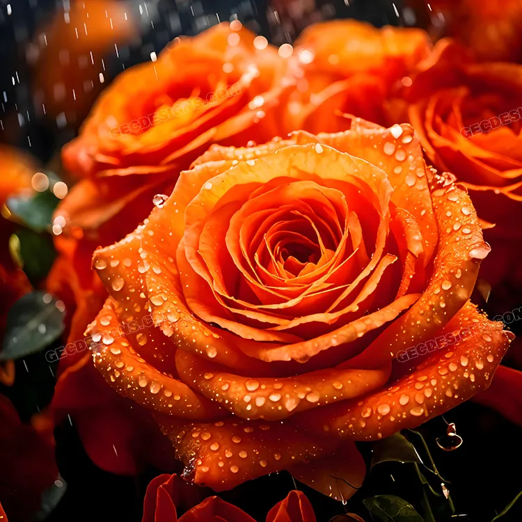 Beautiful Orange Rose with water drops HD wallpaper - GEC Designs