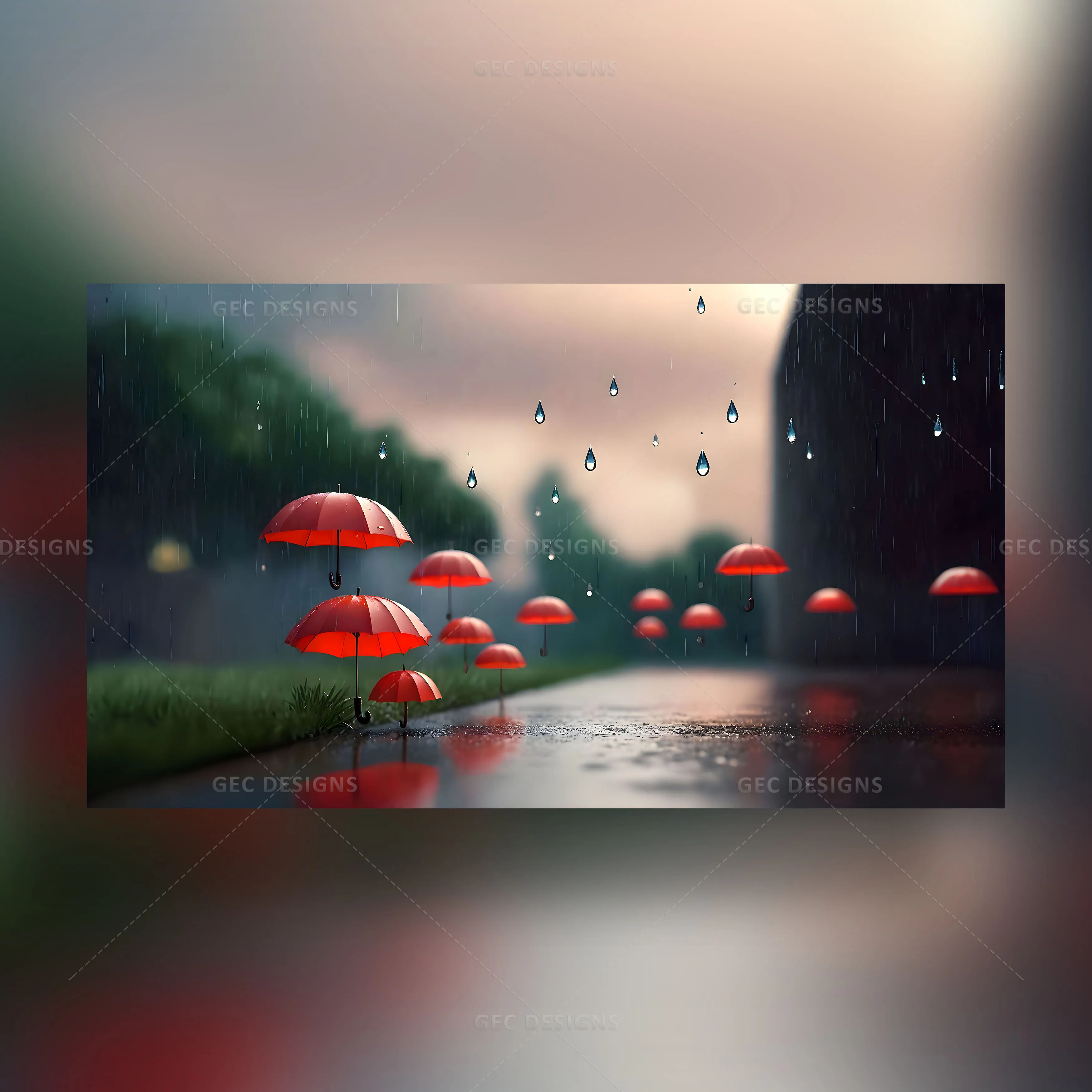 Beautiful Raindrops with Umbrella AI Generated wallpaper image | GEC ...