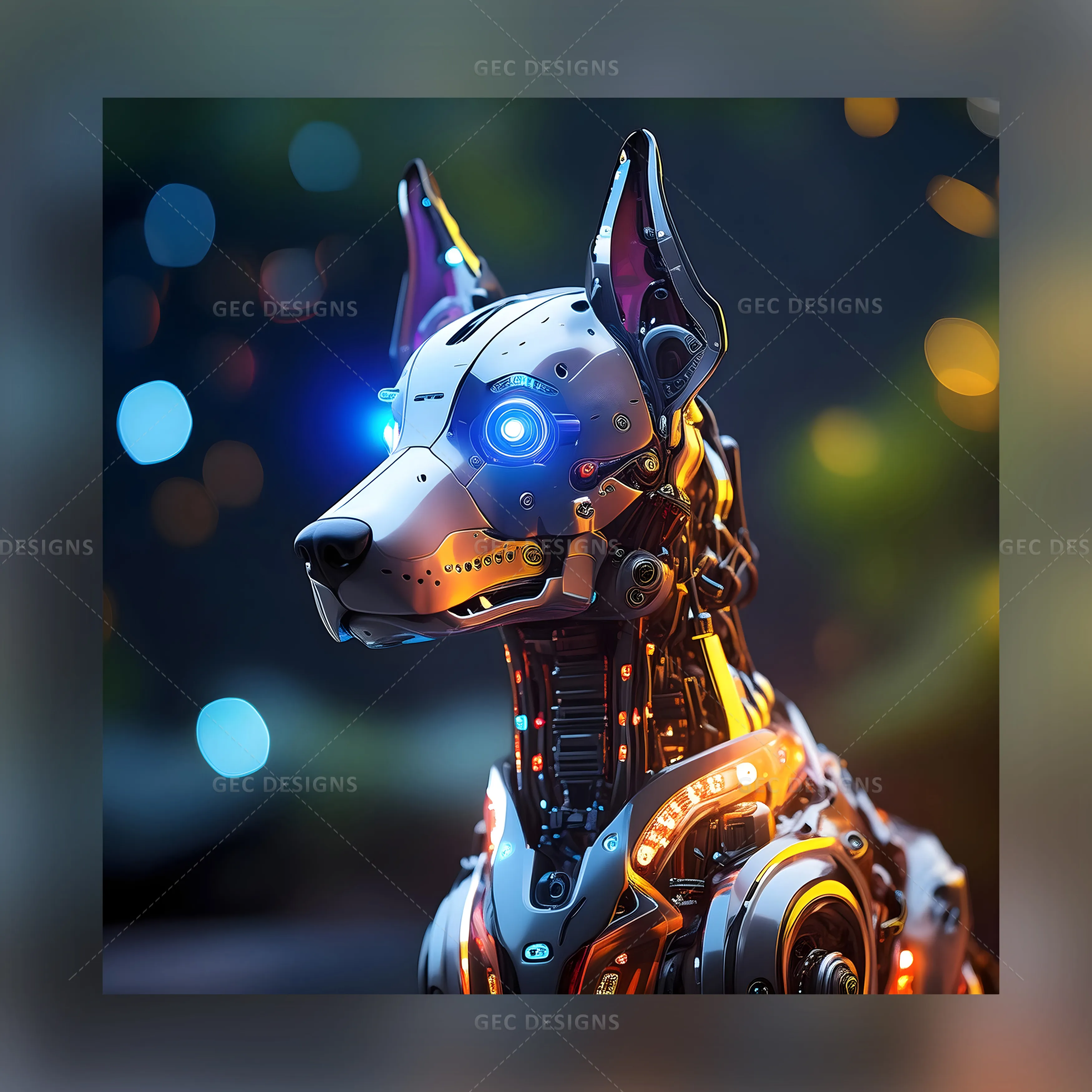 Beautiful Robot Dog head AI Generated wallpaper | GEC Designs