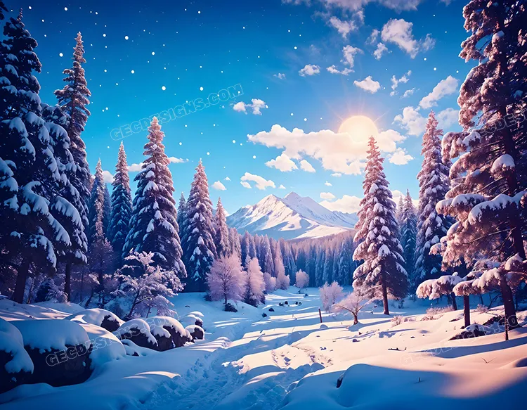 Beautiful Winter Landscape with Snowy mountains and Snow Laden pine ...