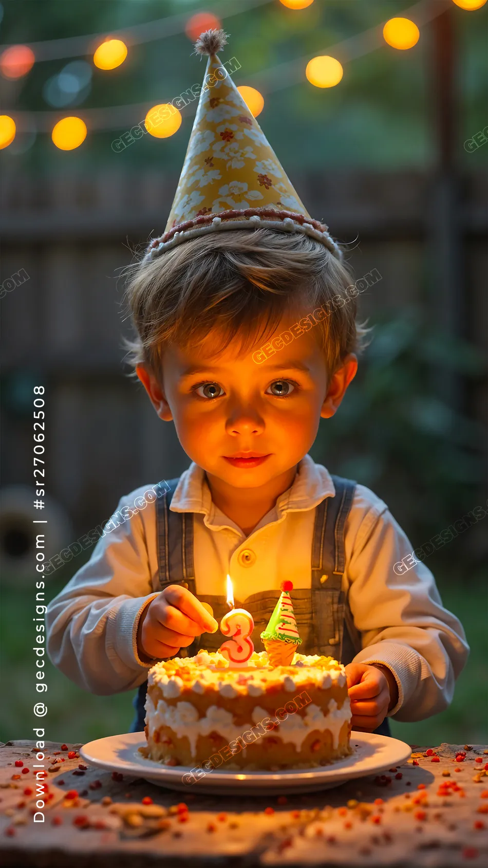 Birthday Wishes Image of a Cute Boy with Cake and Candle Under Festive ...