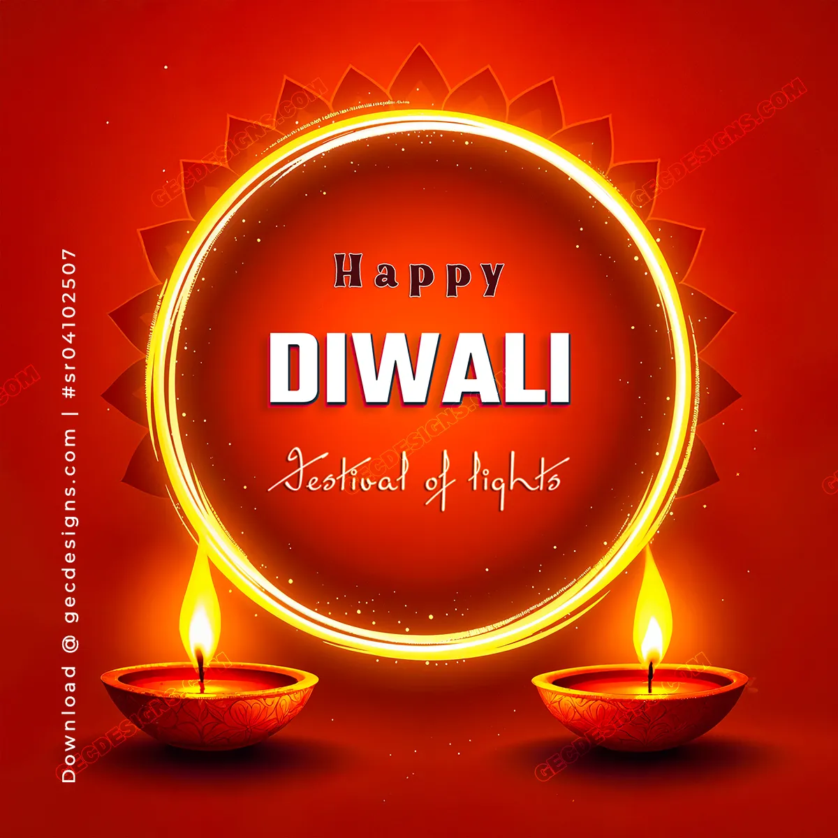 Bright Happy Diwali 2025 Wishes Image with Glowing Diyas and Red ...
