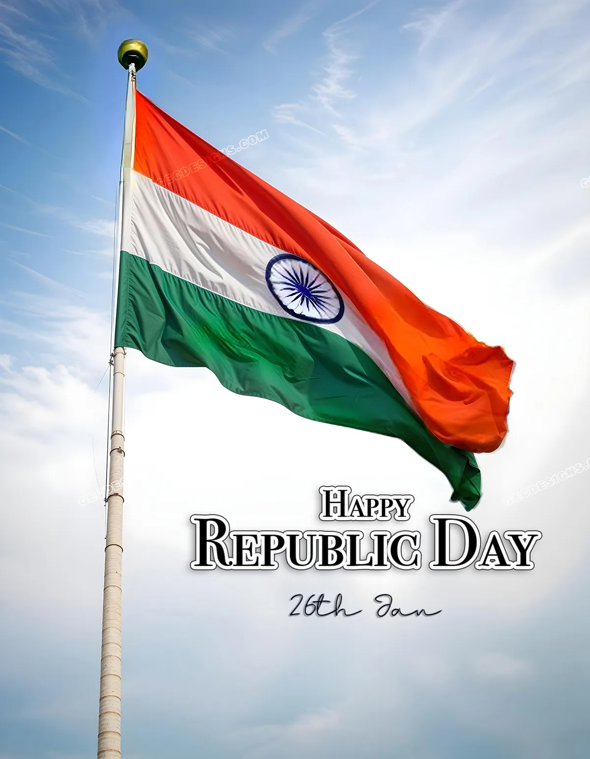 Celebrating Republic Day with Indian National flag flying in sky ...