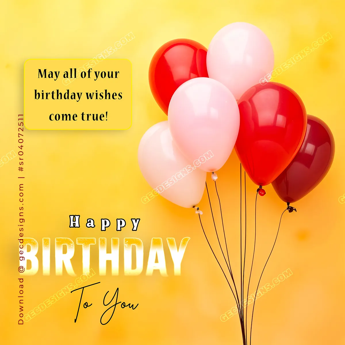 Cheerful Birthday Wishes Image with Balloons and Yellow Background ...