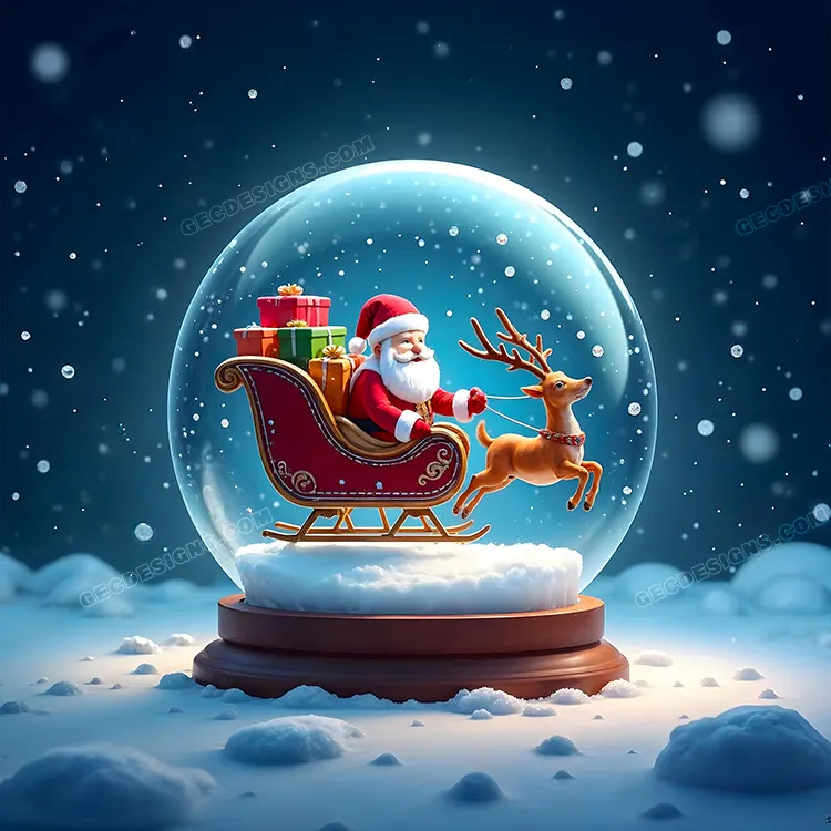 Christmas crystal ball with sparking decorated Christmas tree and ...