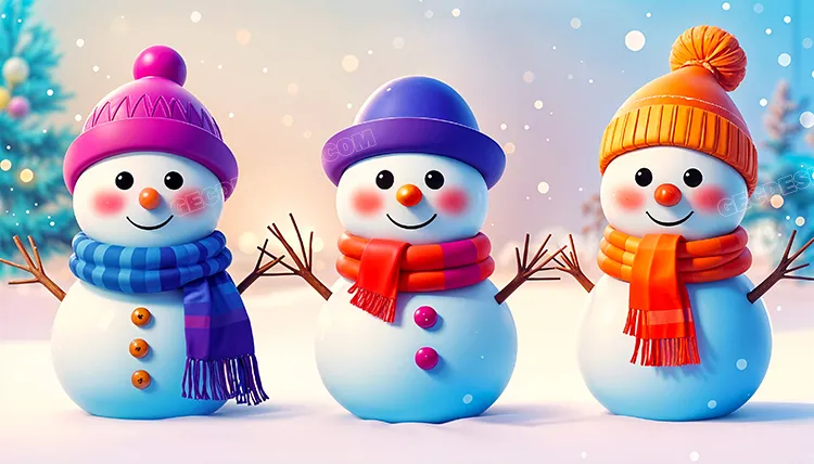 Christmas snowman characters vector illustration, Cute and Friendly ...
