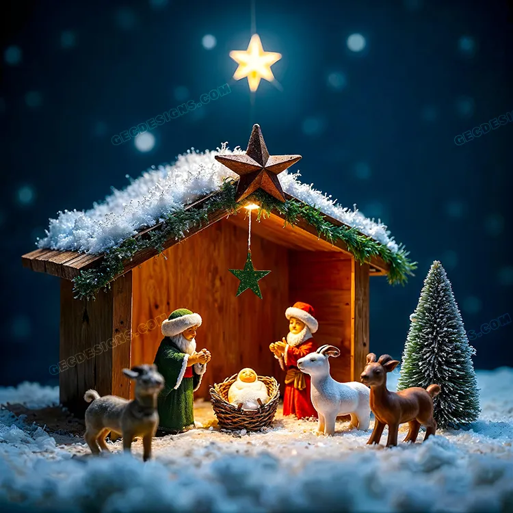 Christmas wallpaper, Christmas nativity scene with Baby Jesus - GEC Designs