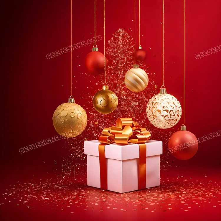 Christmas wallpaper with a Gift Box and Decoration balls background ...
