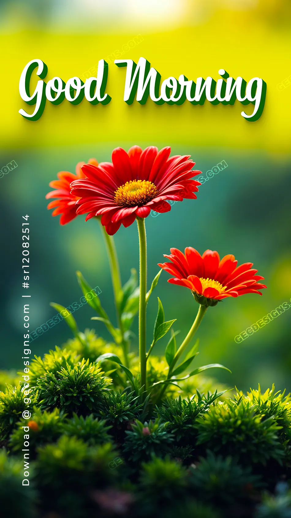Colorful Good Morning Image with Red Flowers and Green Foliage - GEC ...