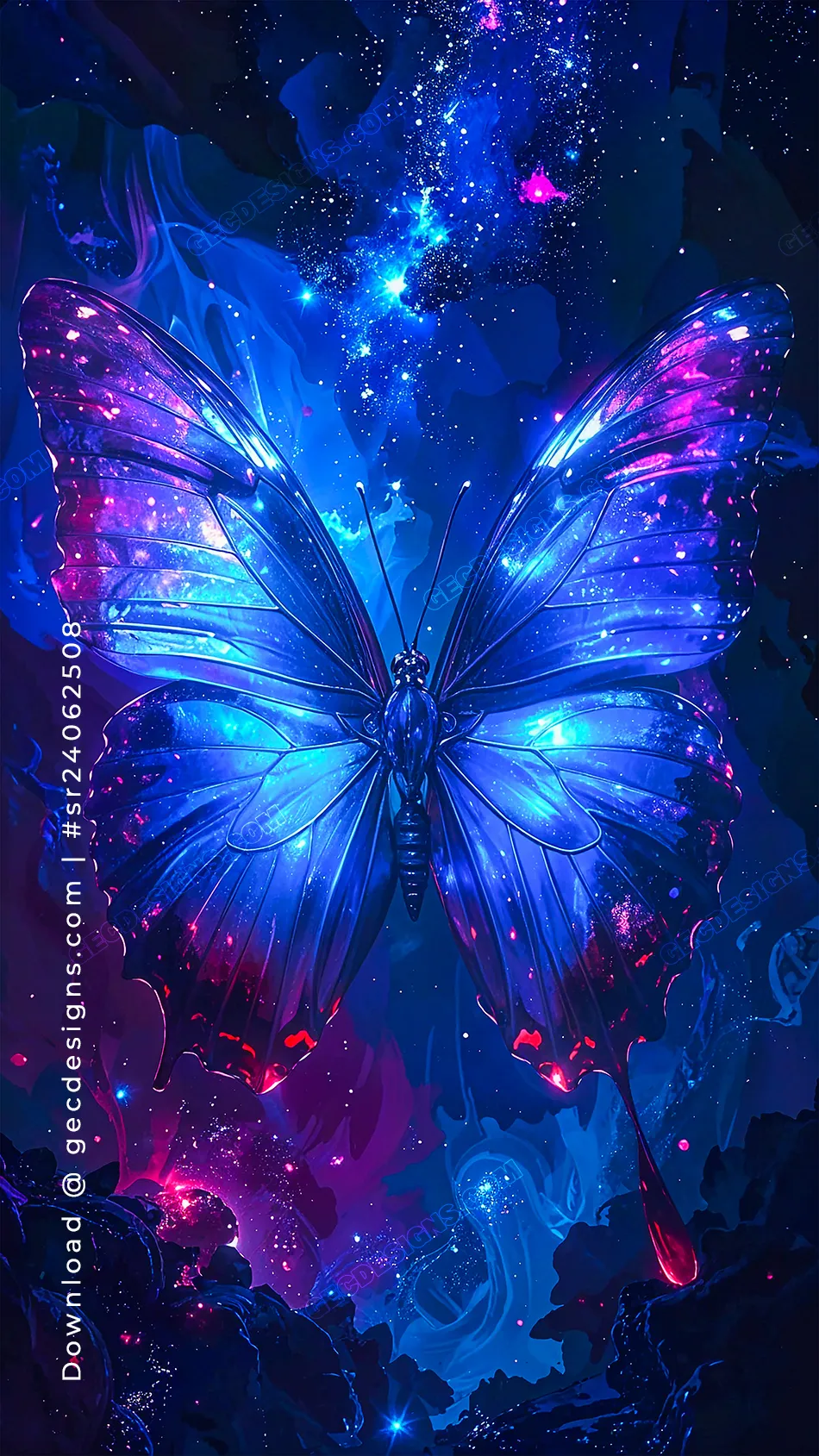 Cosmic Butterfly Digital Art, Fantasy Galaxy Wings Wallpaper for iPhone ...