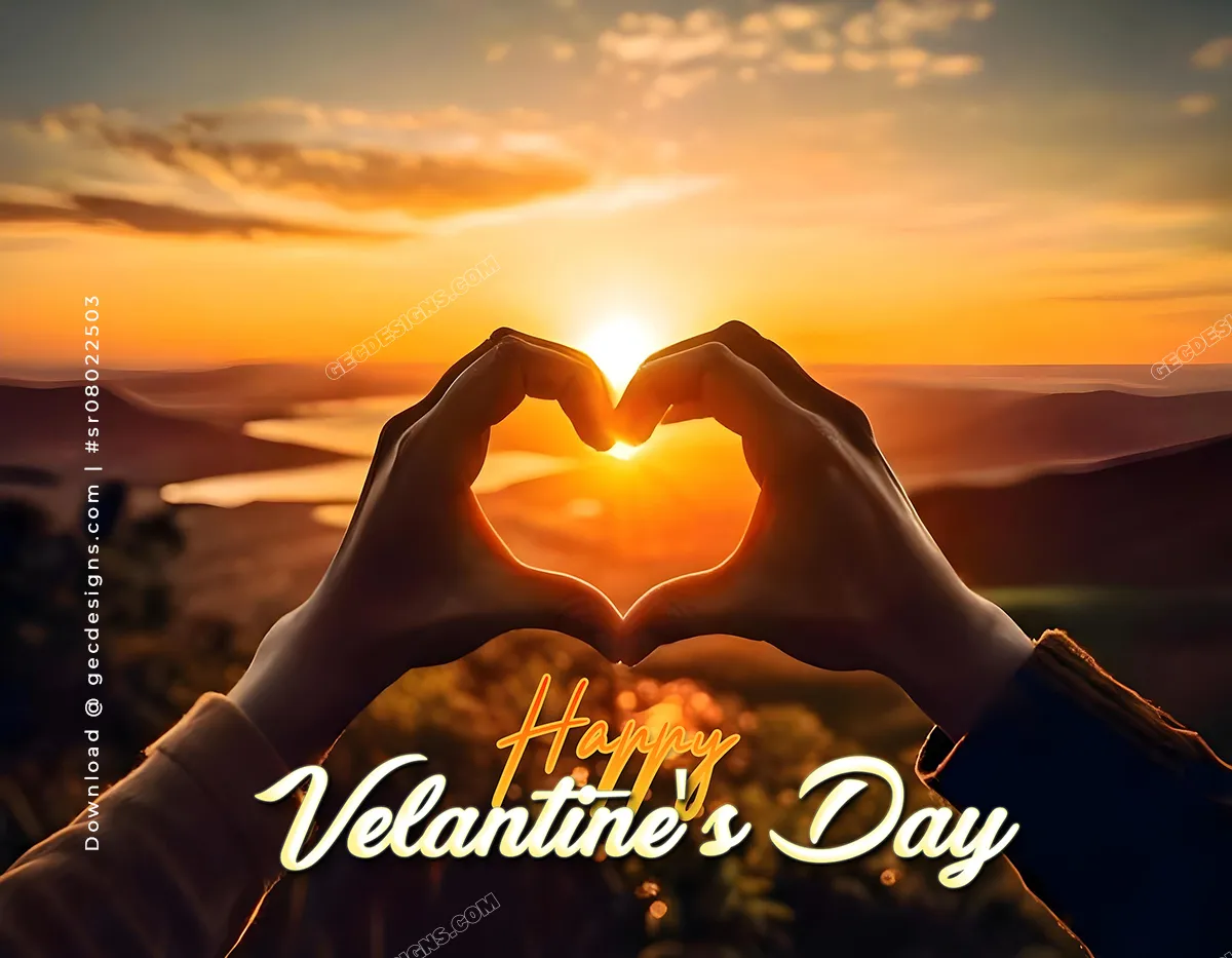 Couple Hands making heart symbol, Happy Valentine’s Day beach sunset ...