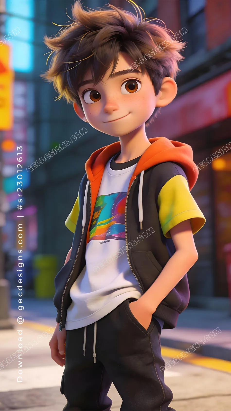 Cute Cartoon Boy Illustration with Modern Street Style Outfit for Kids ...