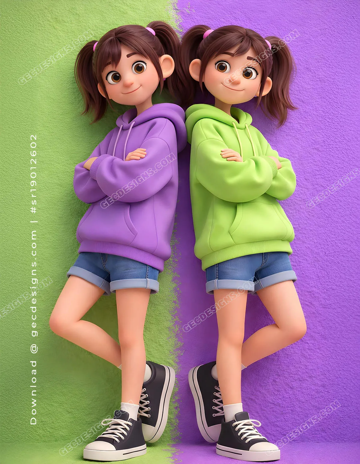 Cute Cartoon Girl Illustration with Colorful Background for Kids and ...