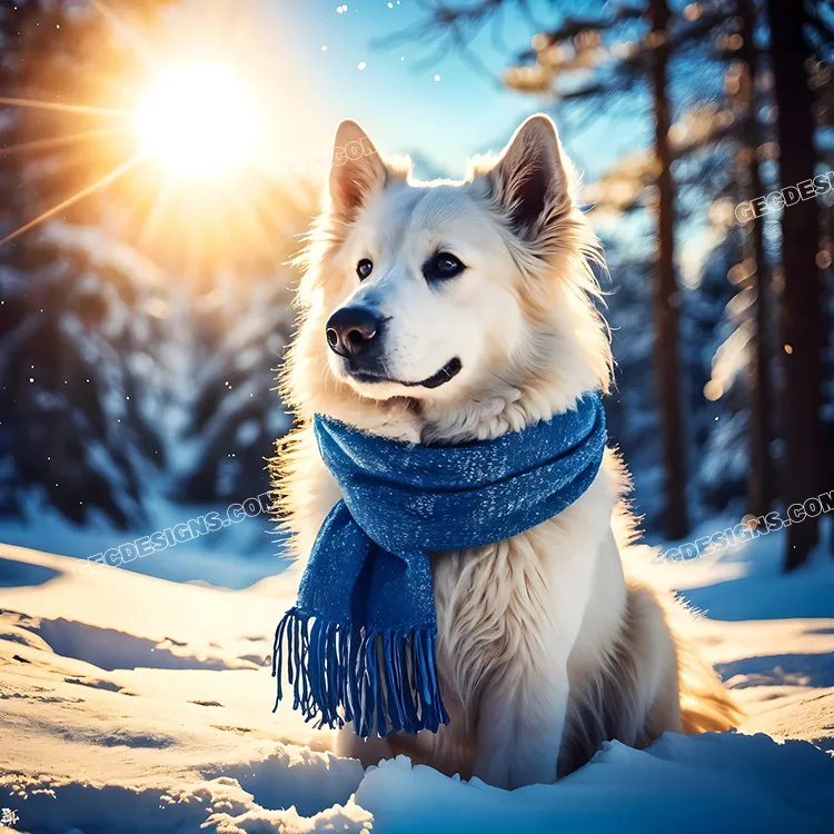 Cute dog in the snow at Christmas time HD wallpaper - GEC Designs