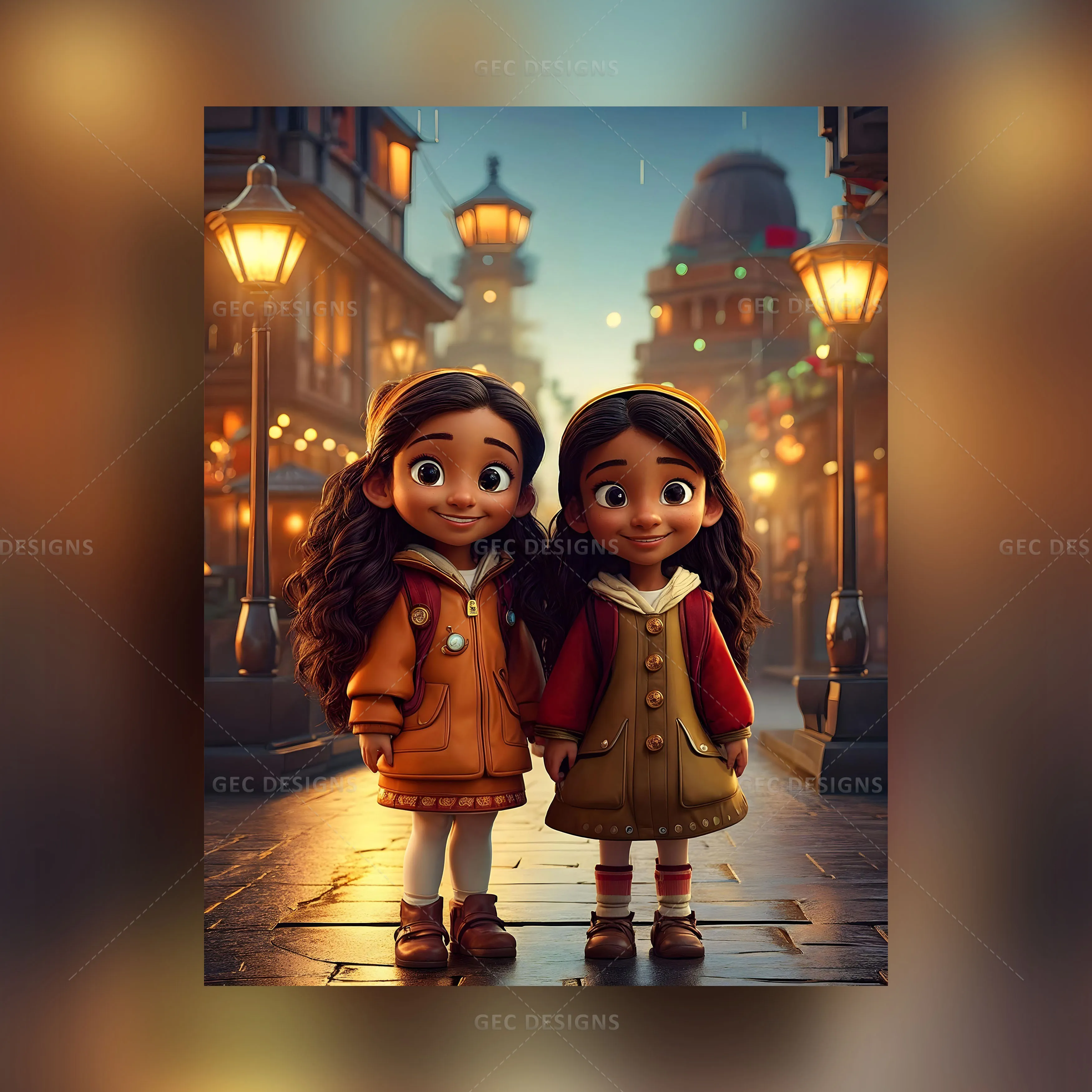Cute Twin sisters in a anime world AI Generated wallpaper | GEC Designs
