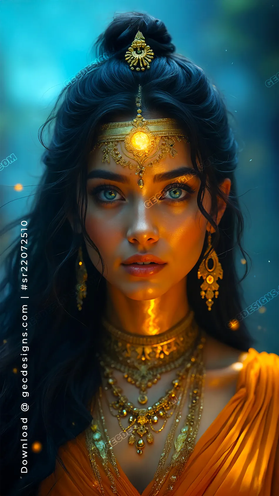Divine Goddess iPhone Wallpaper with Glowing Gold Jewelry and Ethereal ...