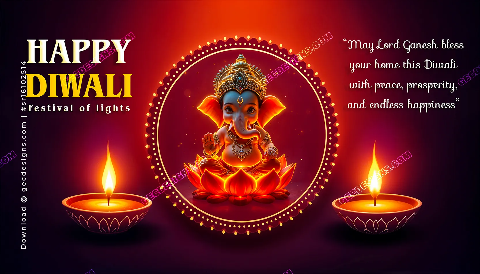 Divine Happy Diwali image of Lord Ganesh bringing light, luck, and ...