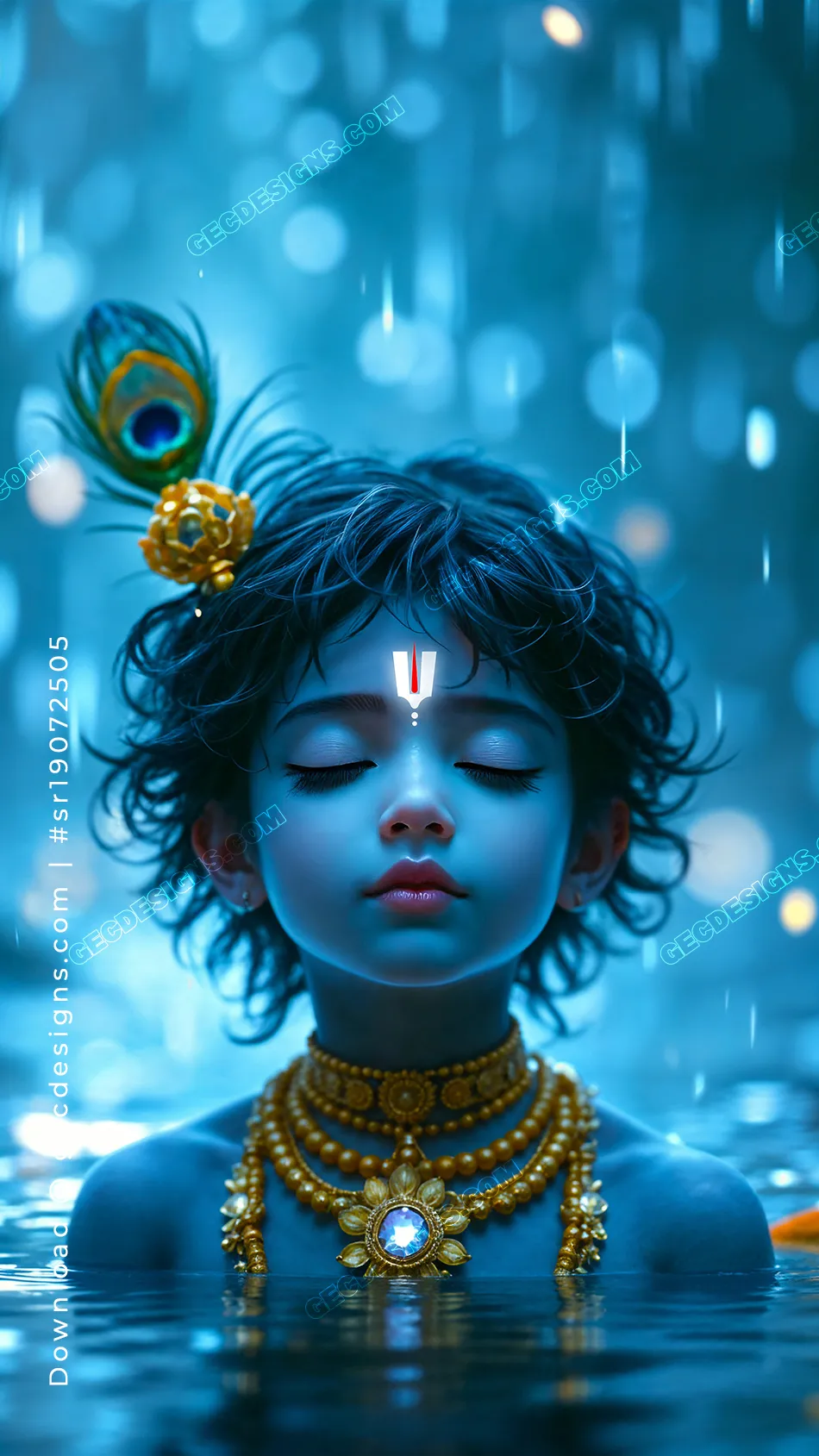 Divine Krishna Janmashtami Image of Meditative Krishna in Rain iPhone ...