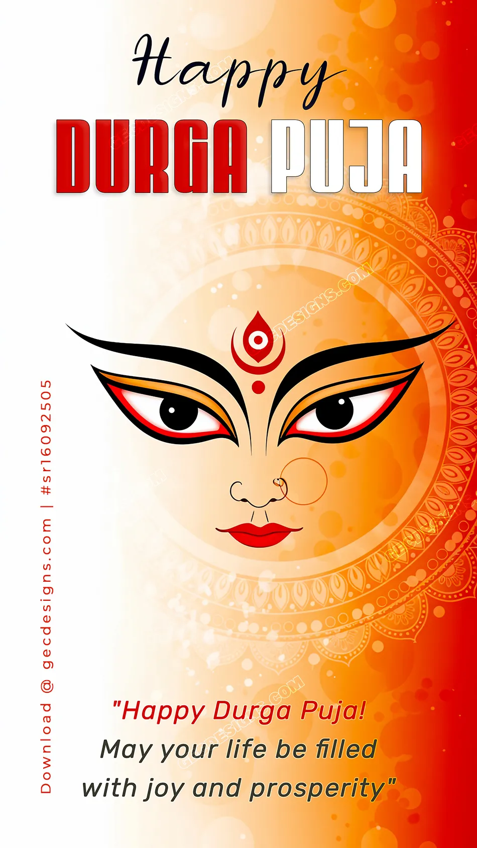 Durga Puja 2025 Wishes Image Featuring Divine Durga Eyes for WhatsApp ...