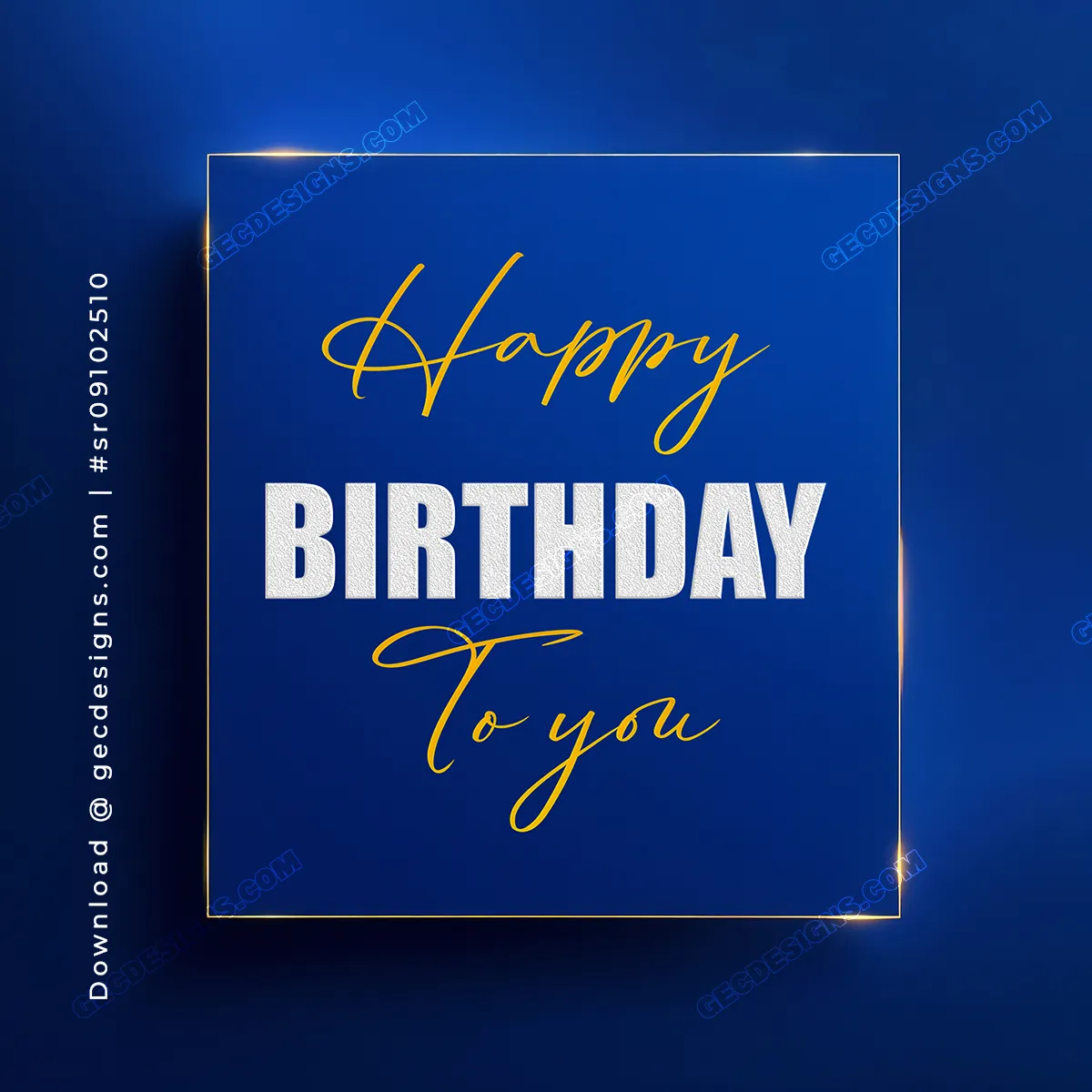 Elegant Blue Happy Birthday Wishes Image with Golden Text and ...