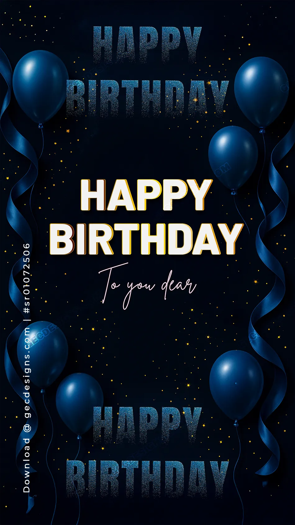Elegant Dark Blue Birthday Balloon image with wishes - GEC Designs