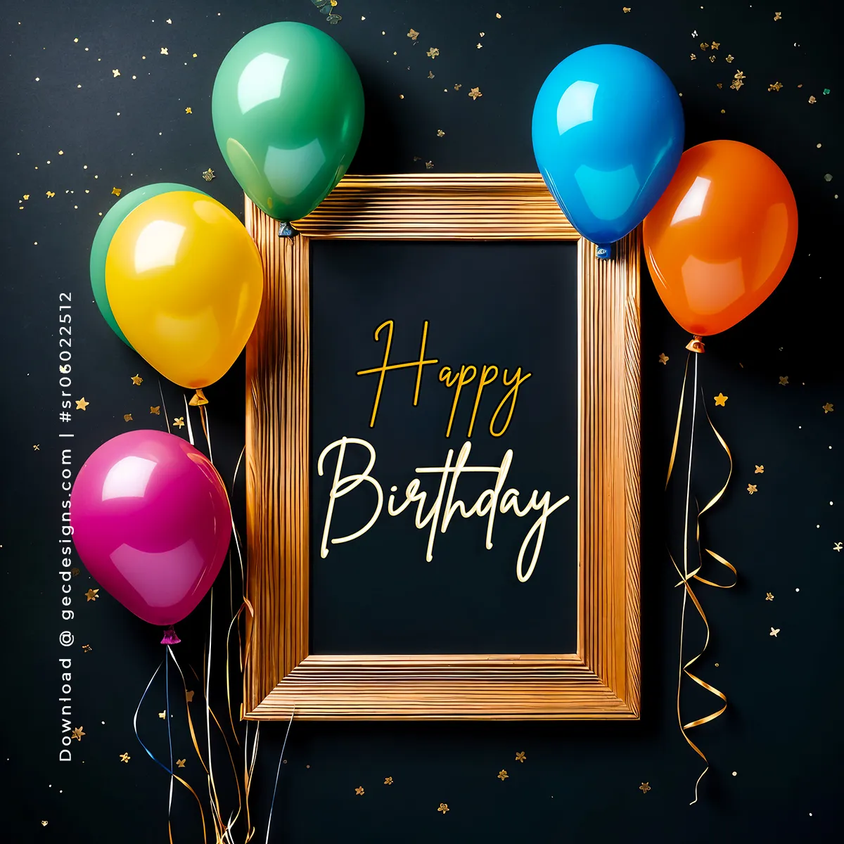 Elegant Happy Birthday Wishes with colorful balloons on a black ...