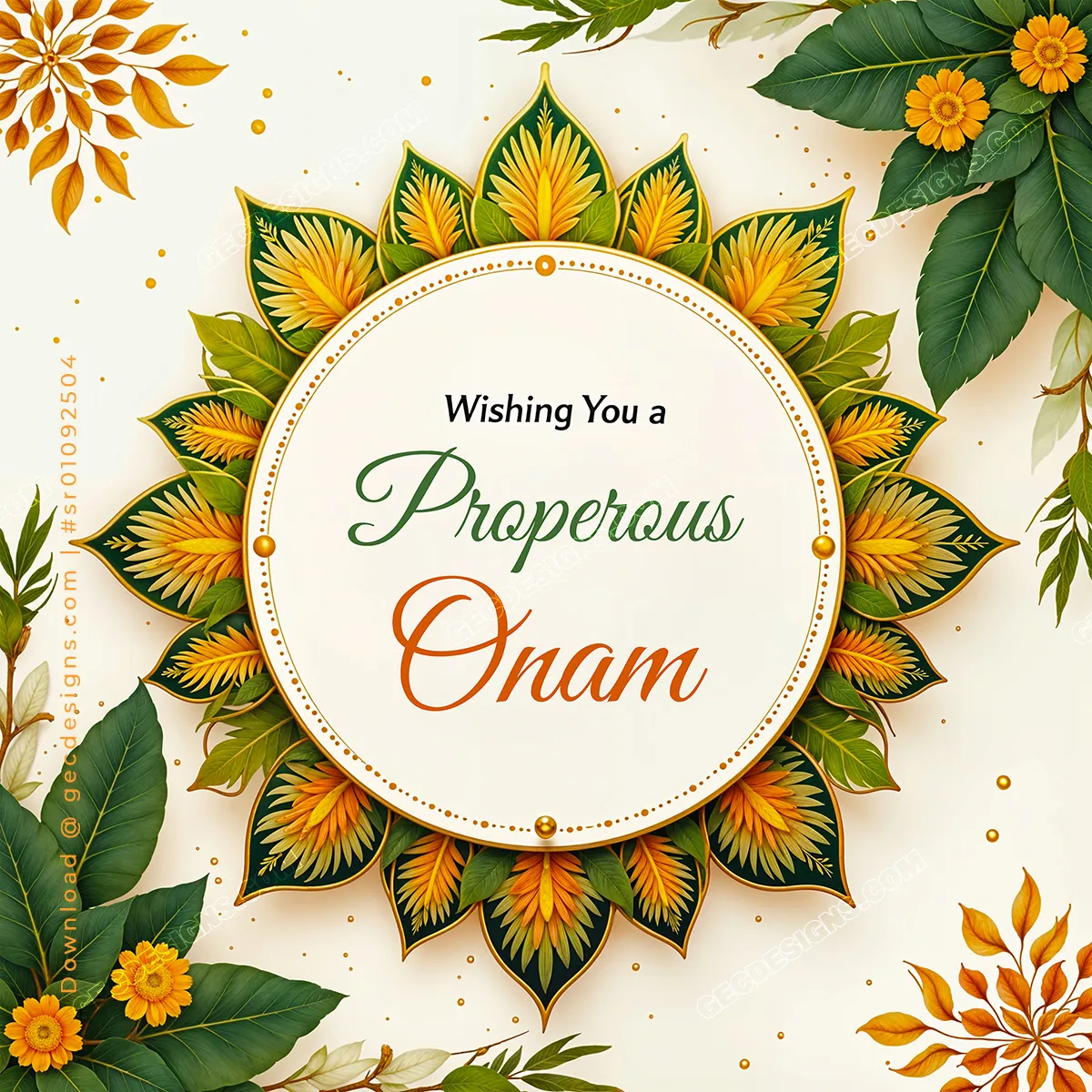 Elegant Happy Onam 2025 Wishes Image with Floral Mandala Design - GEC ...
