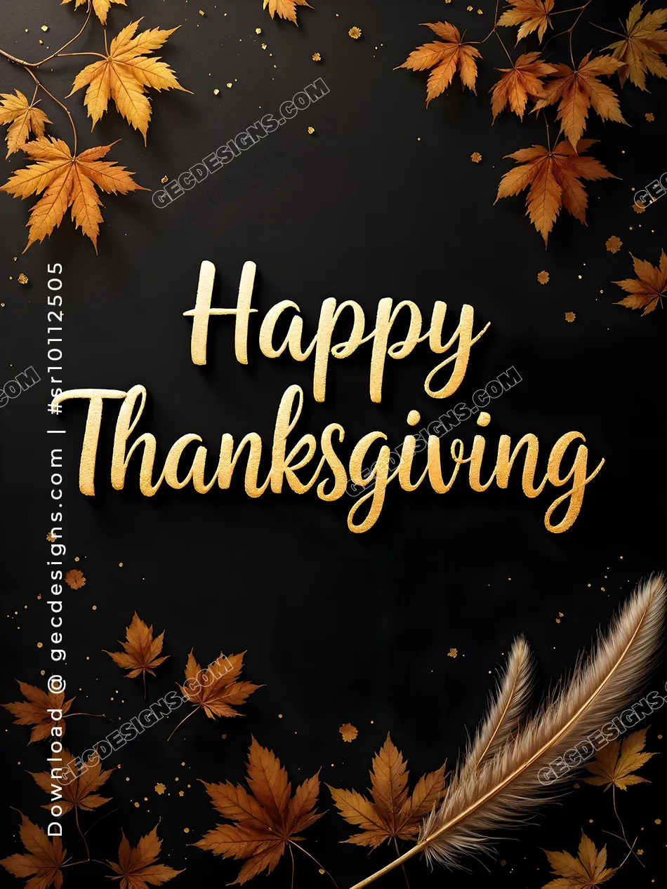 Elegant Happy Thanksgiving Wishes Image with Golden Text and Autumn ...