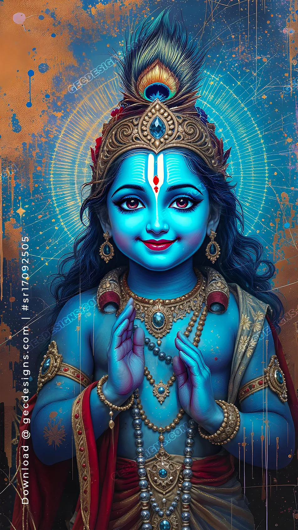 Elegant Lord Krishna Wallpaper, Bal Krishna Illustration with Blue ...