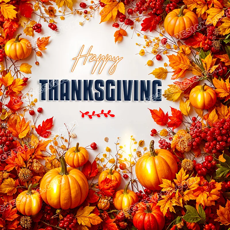 Elegant Thanksgiving image with pumpkins, Berries, and Wheat stalks ...