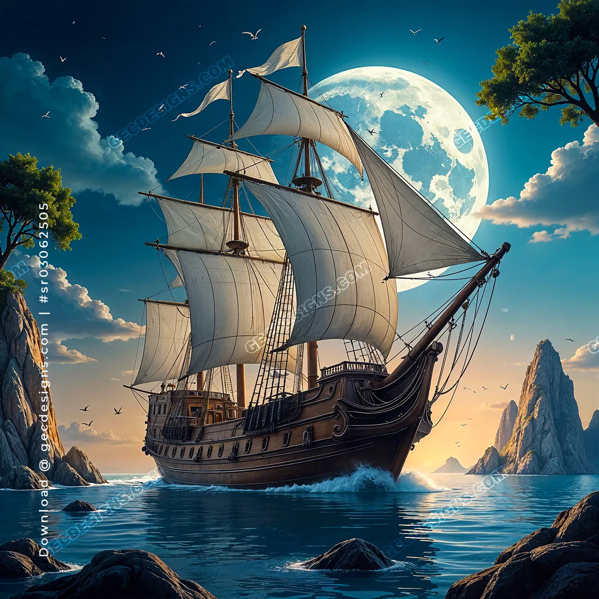 Fantasy Ship Hd Wallpaper