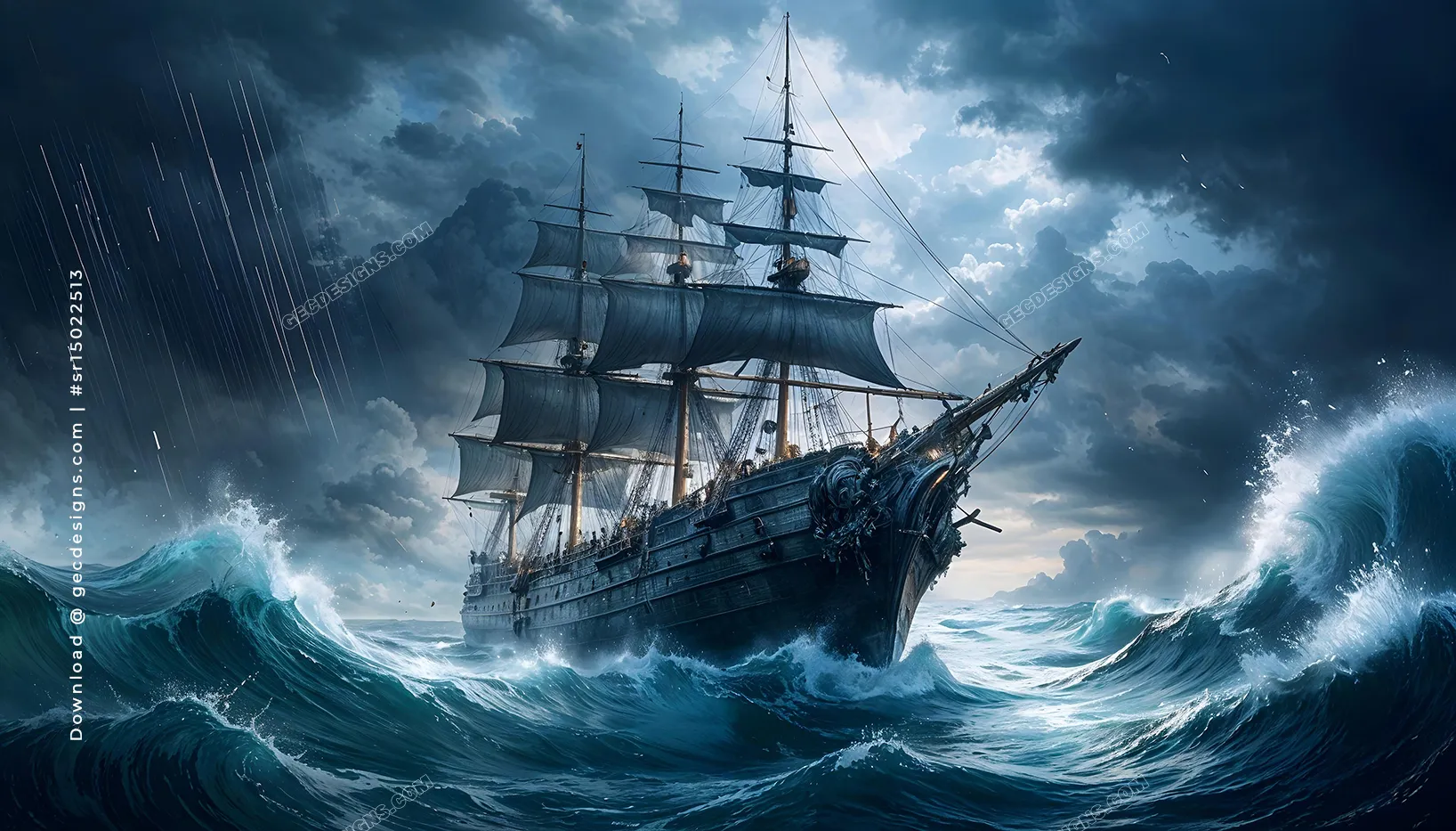 Fantasy pirate ship sailing in deep sea AI Generated wallpaper - GEC ...