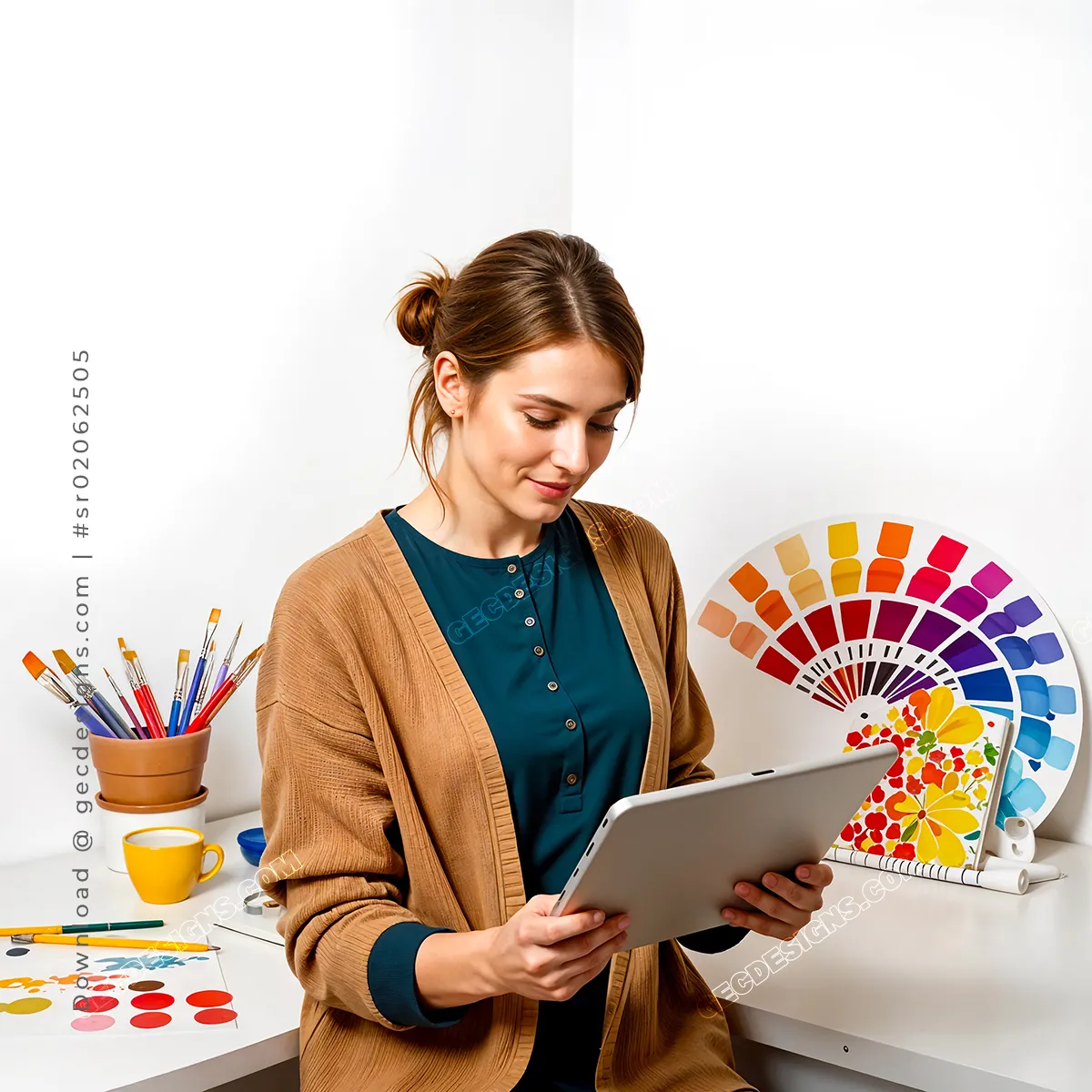 Female Graphic Designer working on tablet - GEC Designs