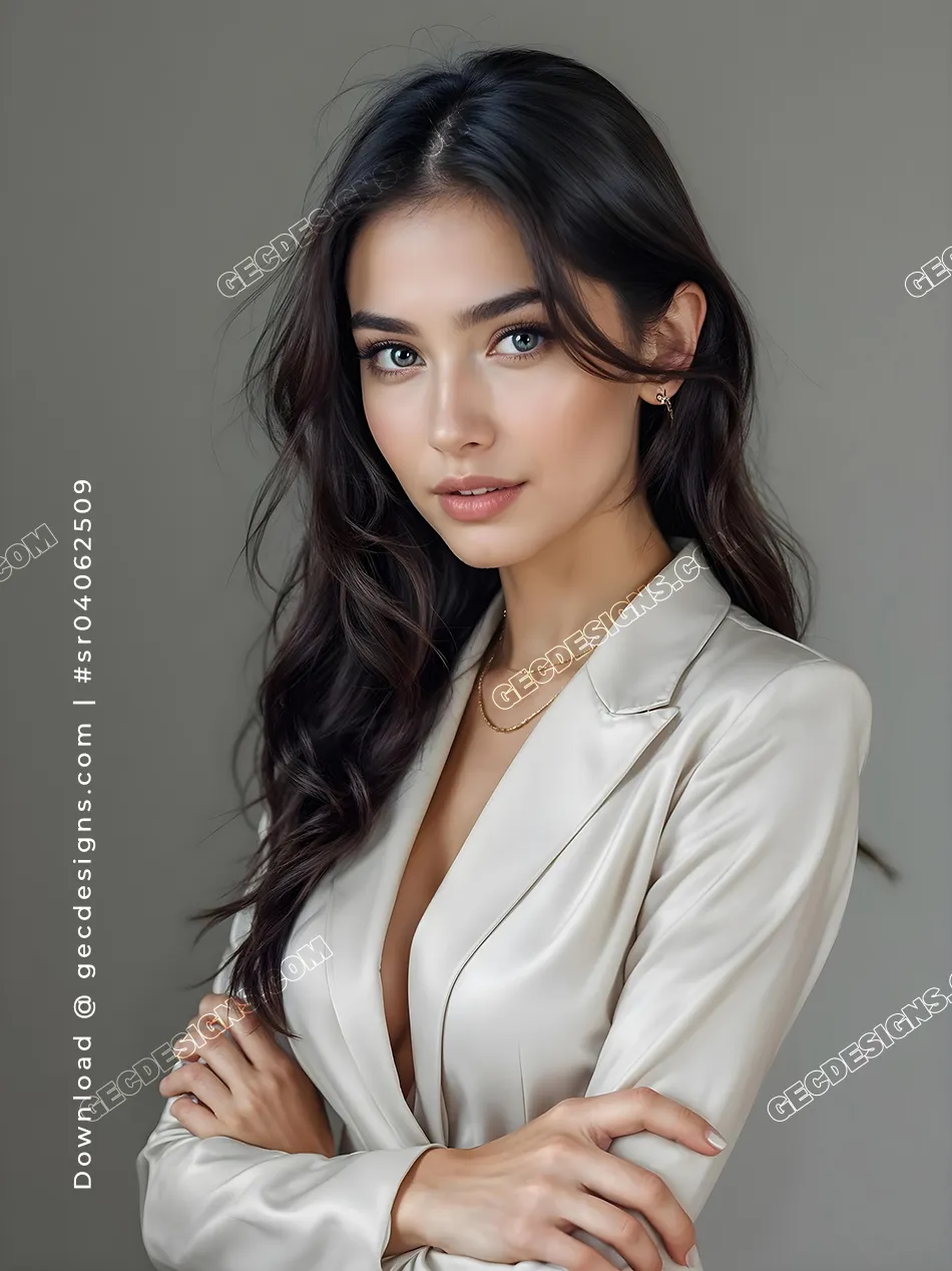 Female Model wearing a classy modern sleek business suit - GEC Designs