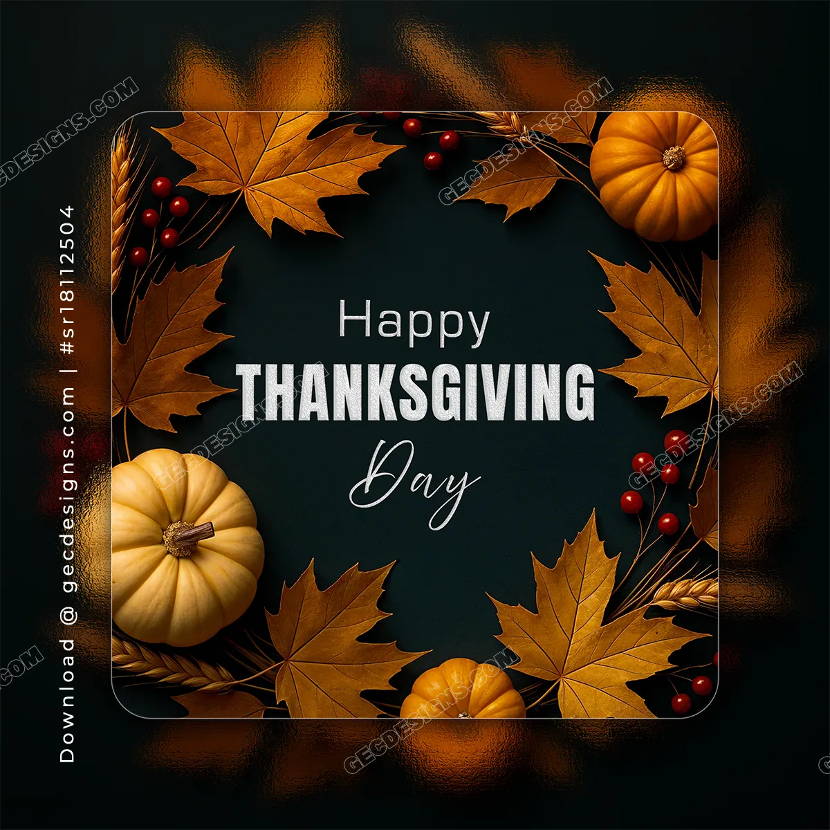 Festive Thanksgiving 2025 Wishes Image Framed with Fall Leaves and ...
