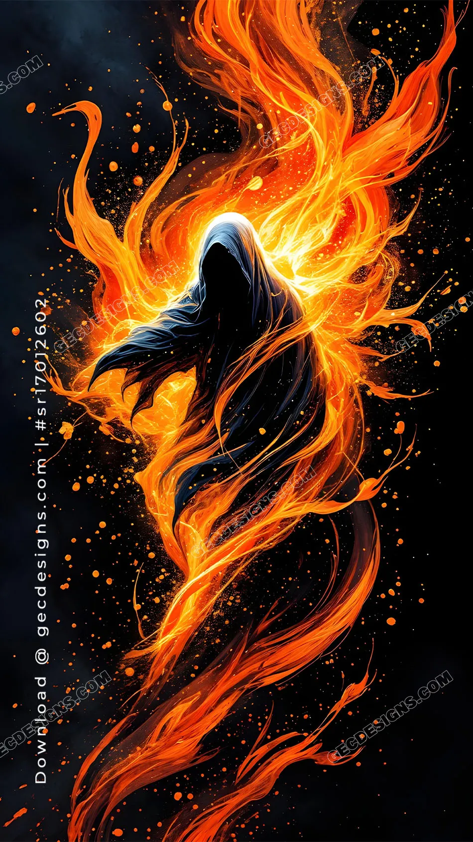 Fire Abstract Mobile Wallpaper with Fiery Energy Flow and Dark Mystical ...