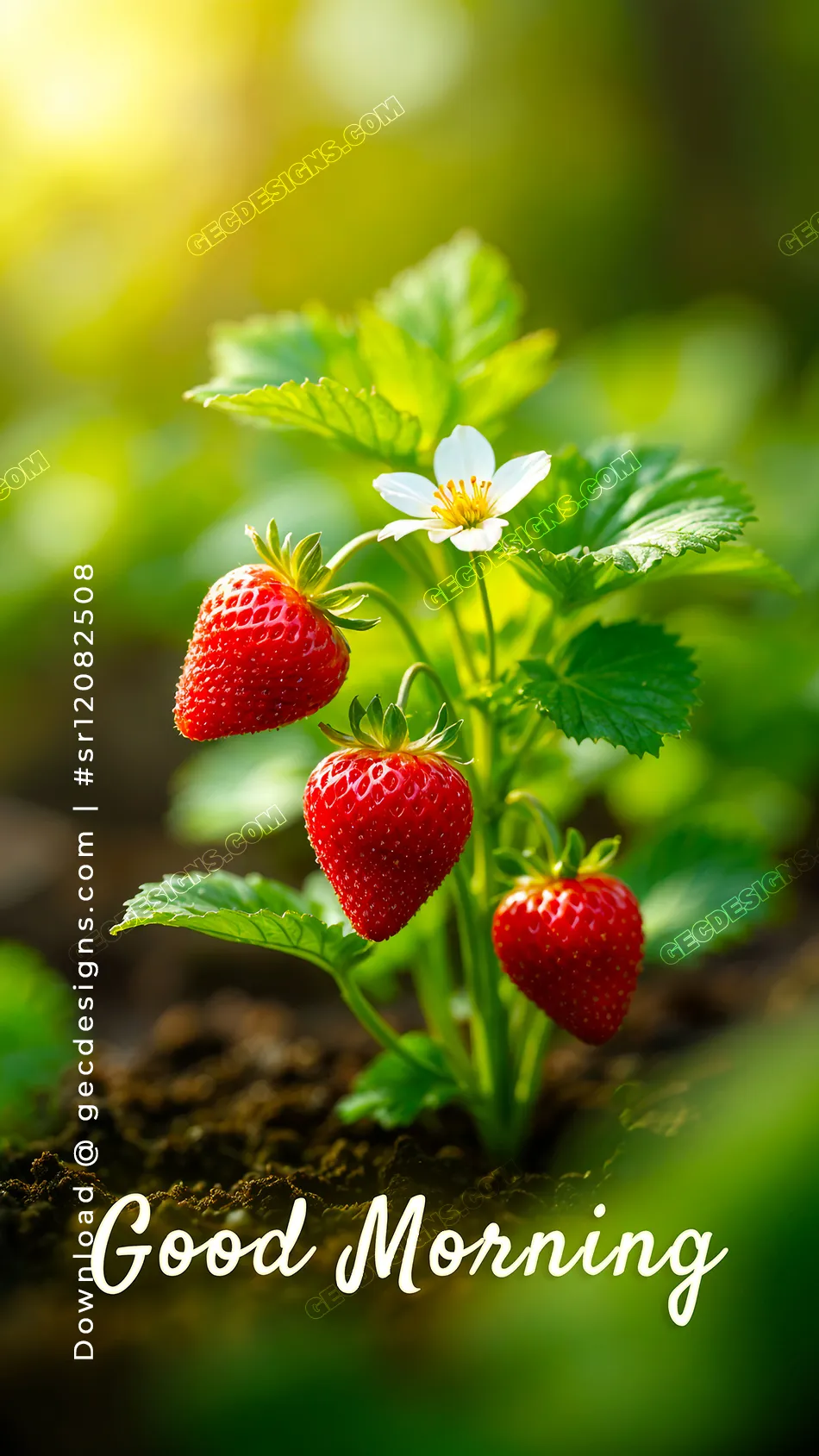 Fresh Good Morning Image with Strawberries and Blooming Flowers - GEC ...