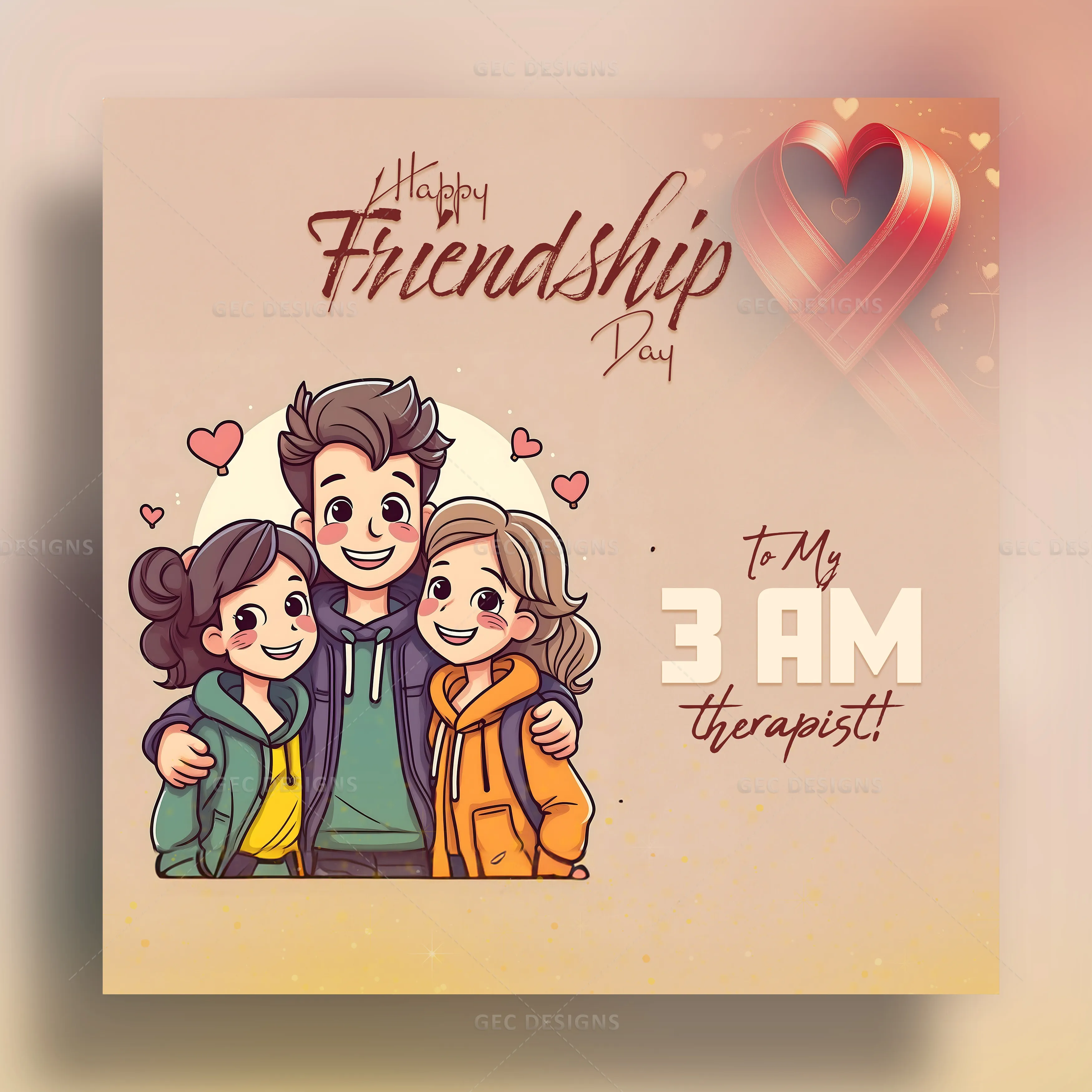 Friendship Day wallpaper with happy friends | GEC Designs