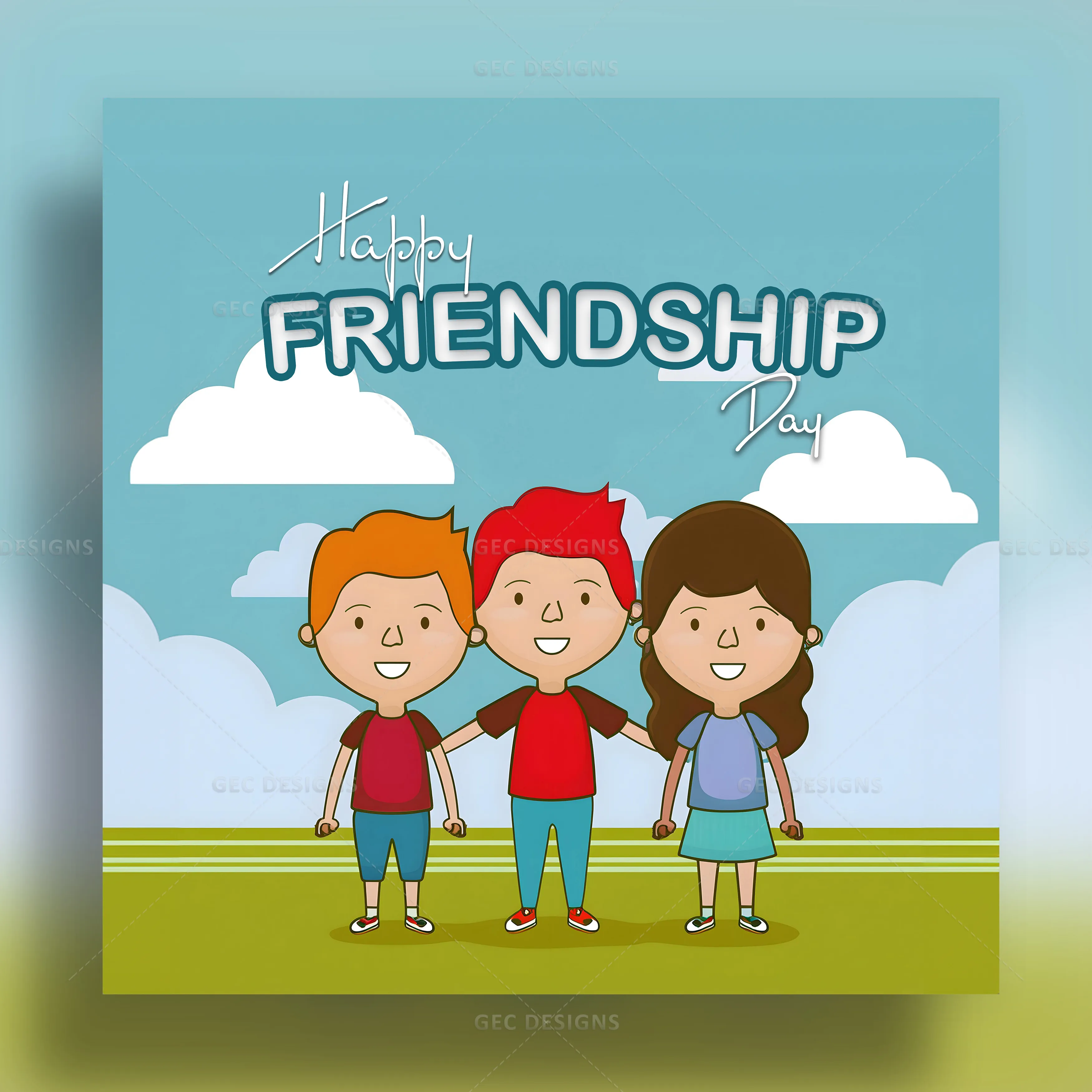 Friendship Day wallpaper with three friends vector illustration | GEC ...