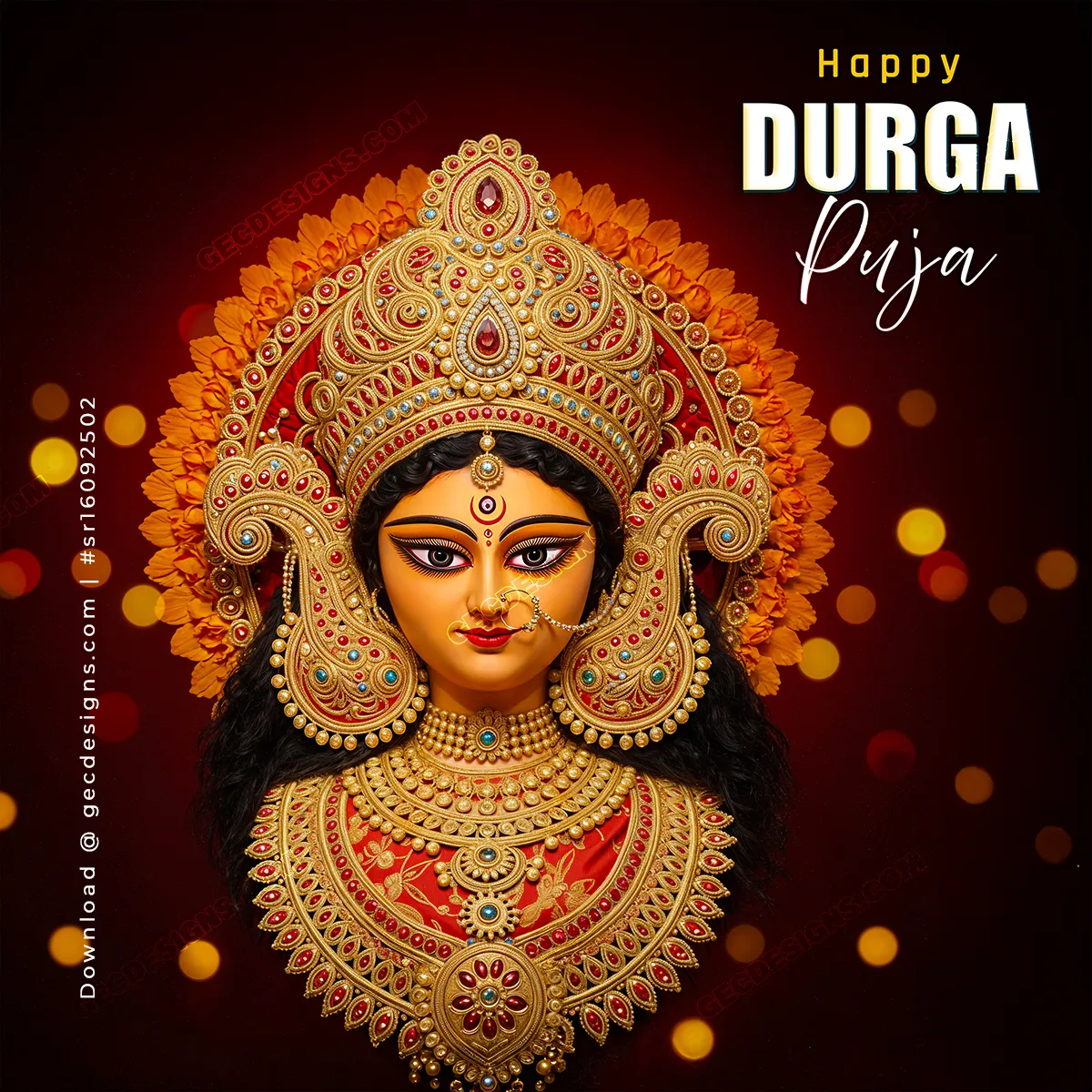 Full HD Happy Durga Puja 2025 Wishes Image with Traditional Goddess ...