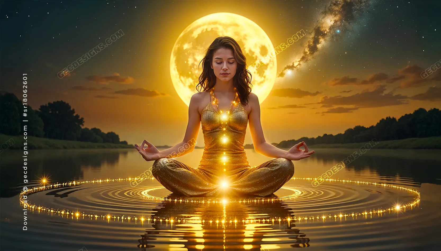 Full moon meditation Energy chakras awakening wallpaper - GEC Designs