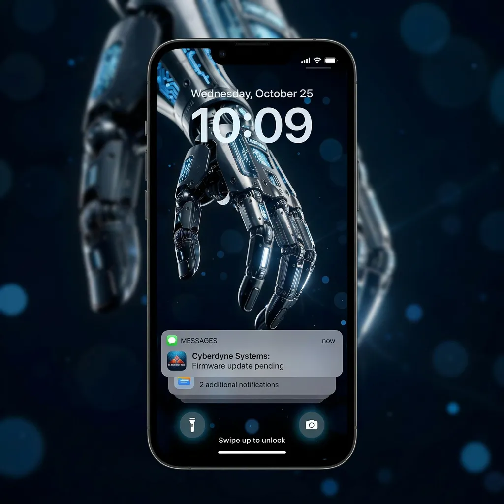 Futuristic Robot Hand iPhone Wallpaper with AI Technology and Neon Blue ...