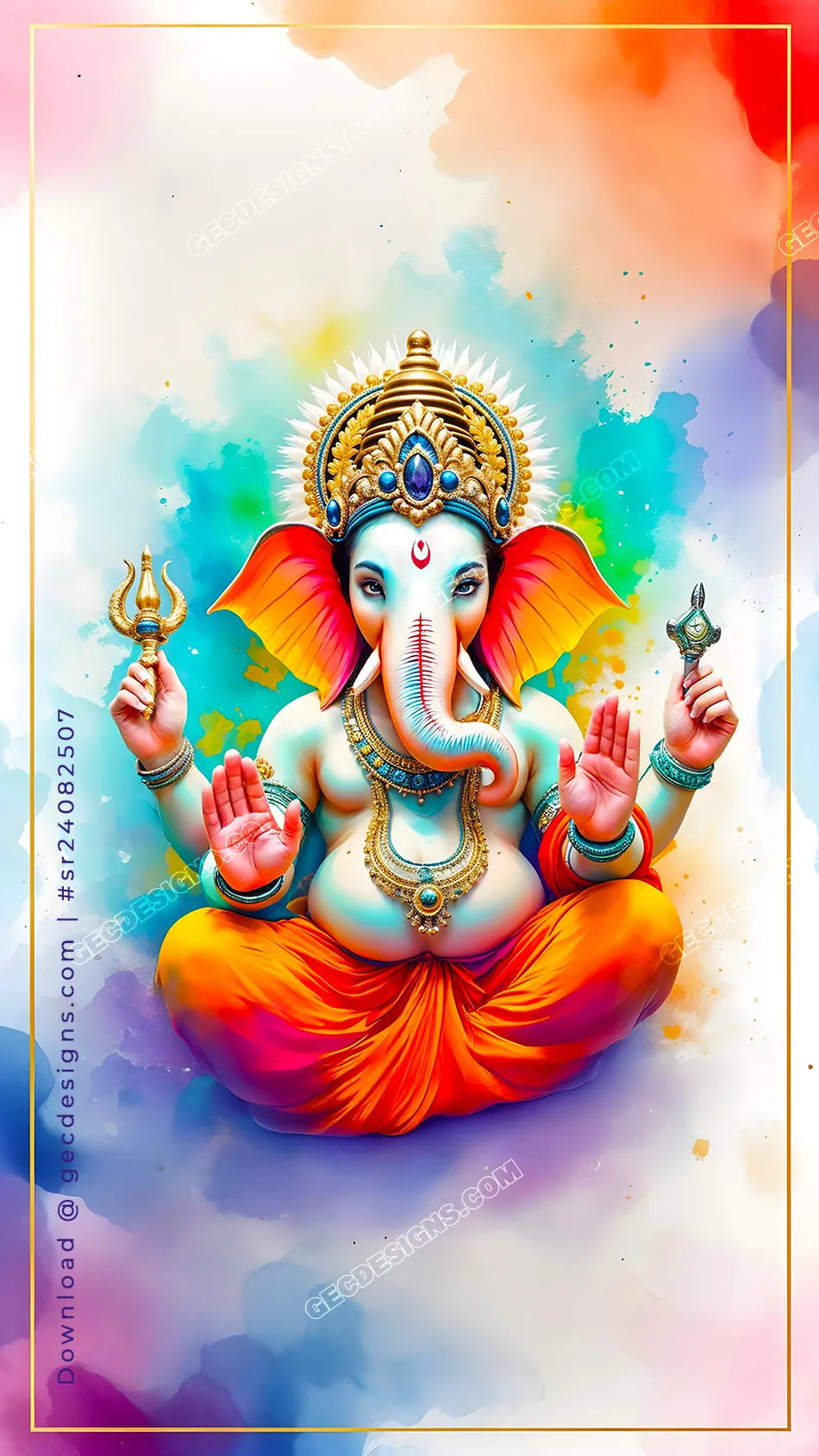 Ganesh Chaturthi Wishes Image of Lord Ganesha in Colorful Aura Bringing ...