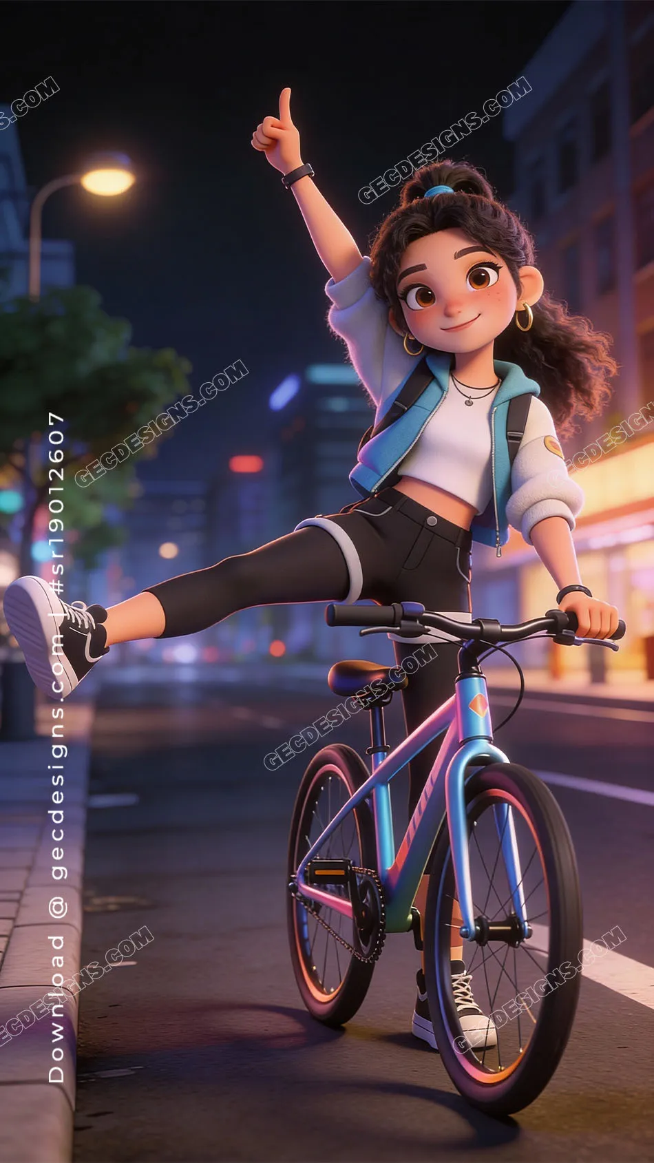 Cute Cartoon Girl Illustration with Colorful Background for Kids and ...