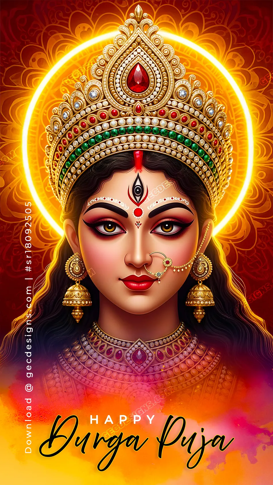 Glorious Navratri 2025 Wishes and Happy Durga Puja Greetings with Goddess Durga - GEC Designs